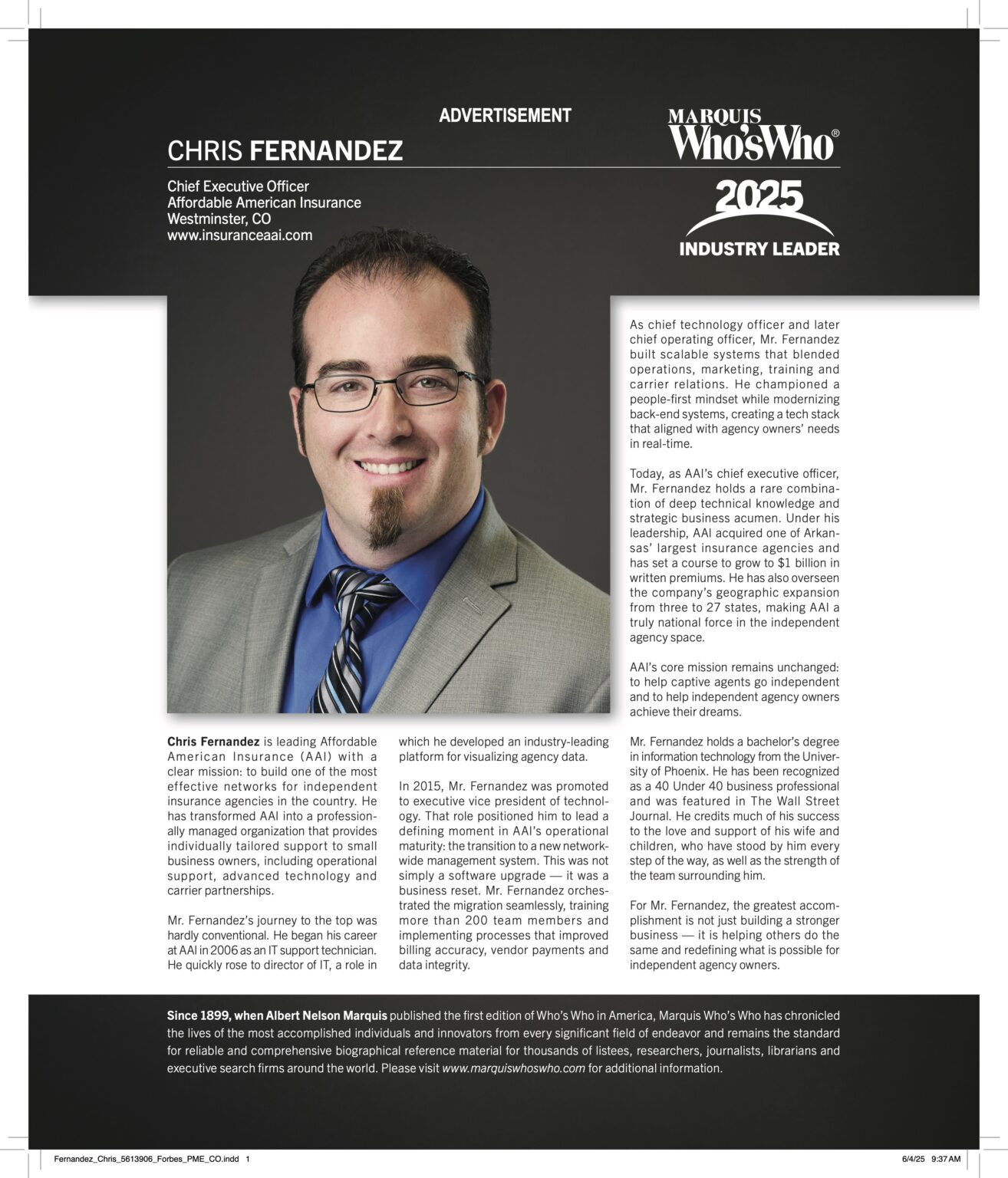 Chris Fernandez - Marquis Who's Who Spotlight